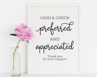 Cash Preferred Sign - Etsy