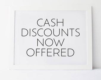 Cash Discount Sign - Etsy