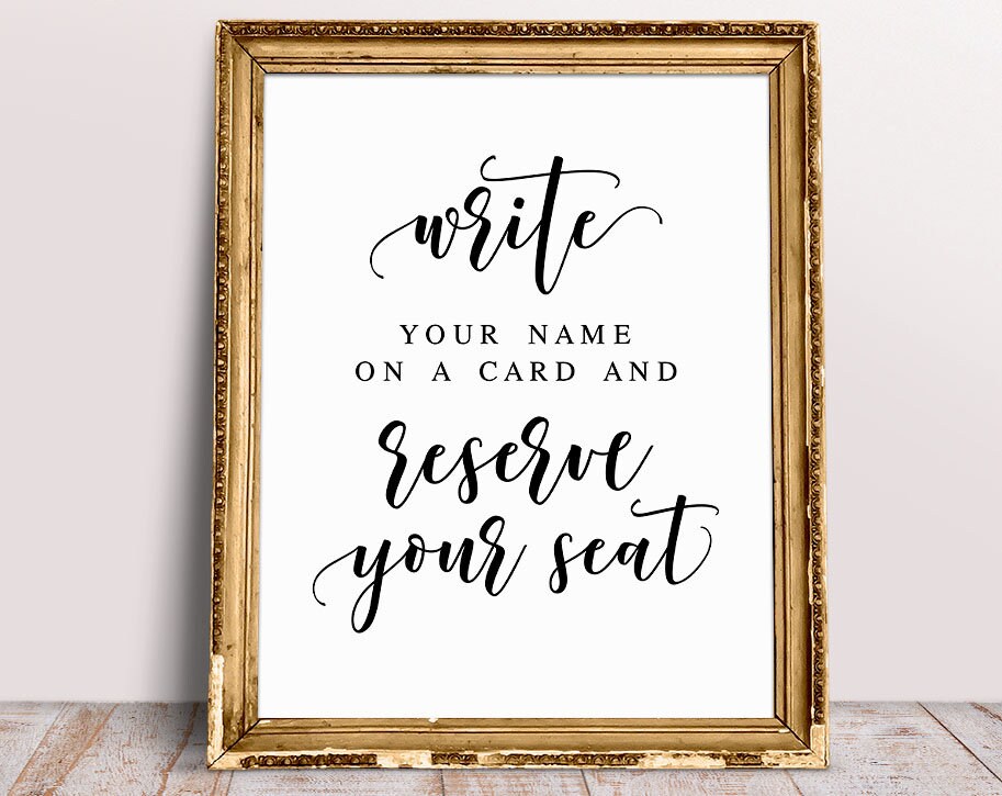 Write Your Name on A Card and Reserve Your Seat Wedding | Etsy