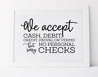 No Personal Checks Accepted Sign - Etsy