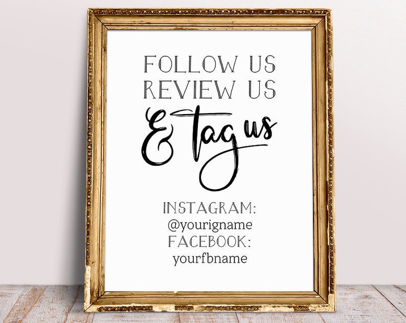 Follow Us Review Us and Tag Us Social Media Sign Social - Etsy