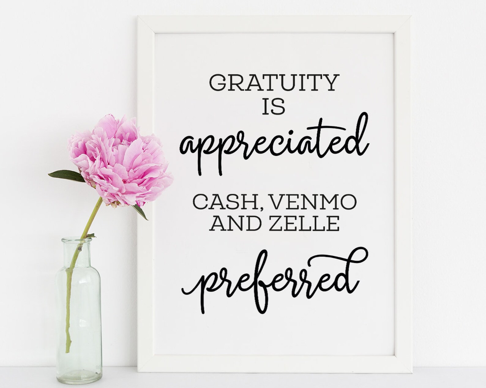 Gratuity is Appreciated Cash Venmo and Zelle Preferred - Etsy