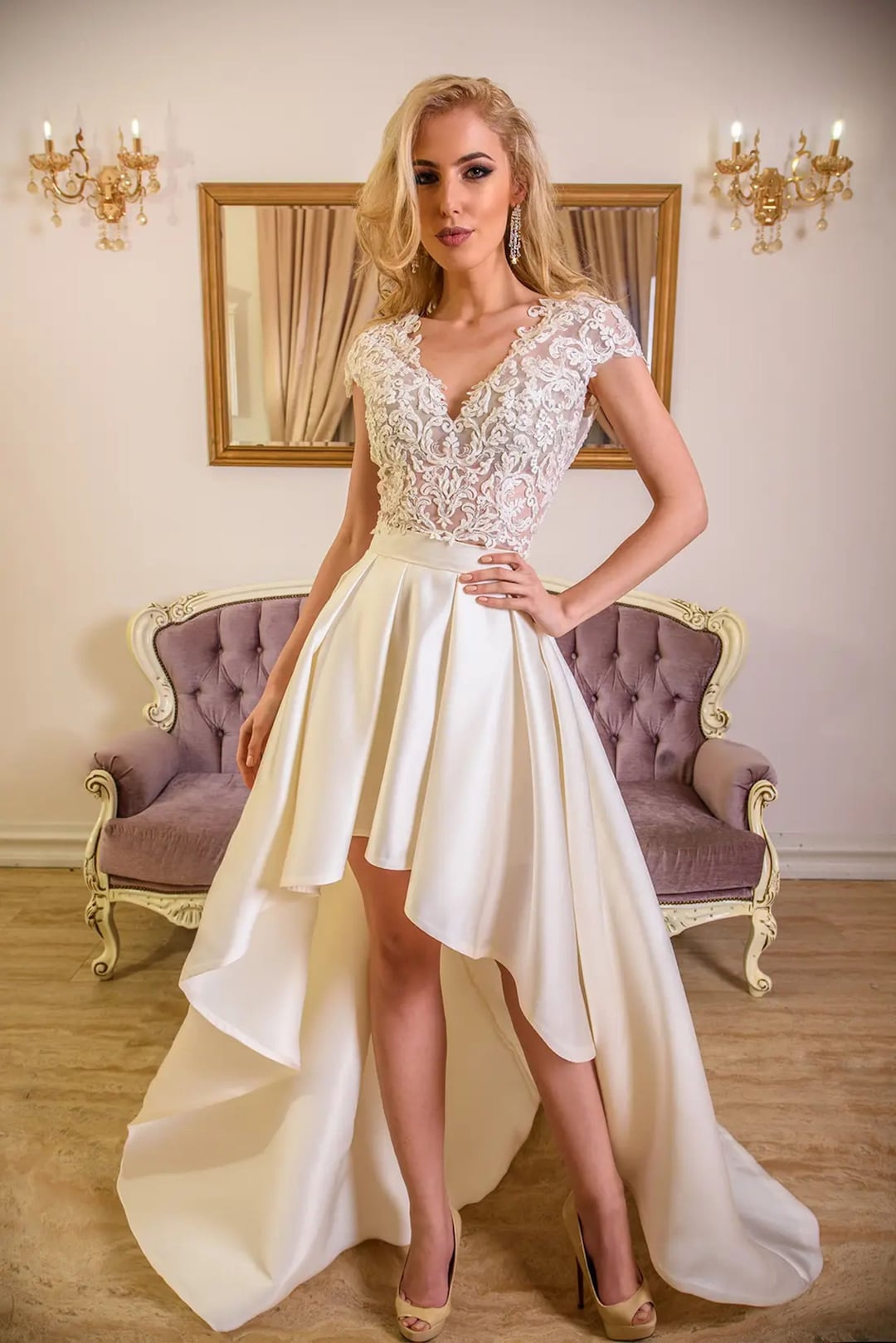 Bridal Separates Top, Bridal Topper Cap Sleeve, Lace Bridal Top, Lace ...