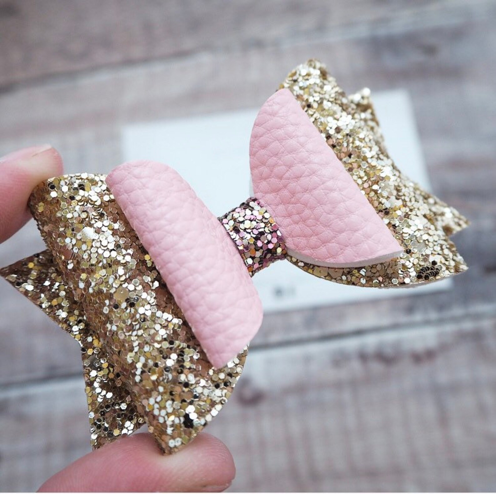 Pink and Gold Hair Bow Glitter Bow Pink Bow Gold Glitter - Etsy UK