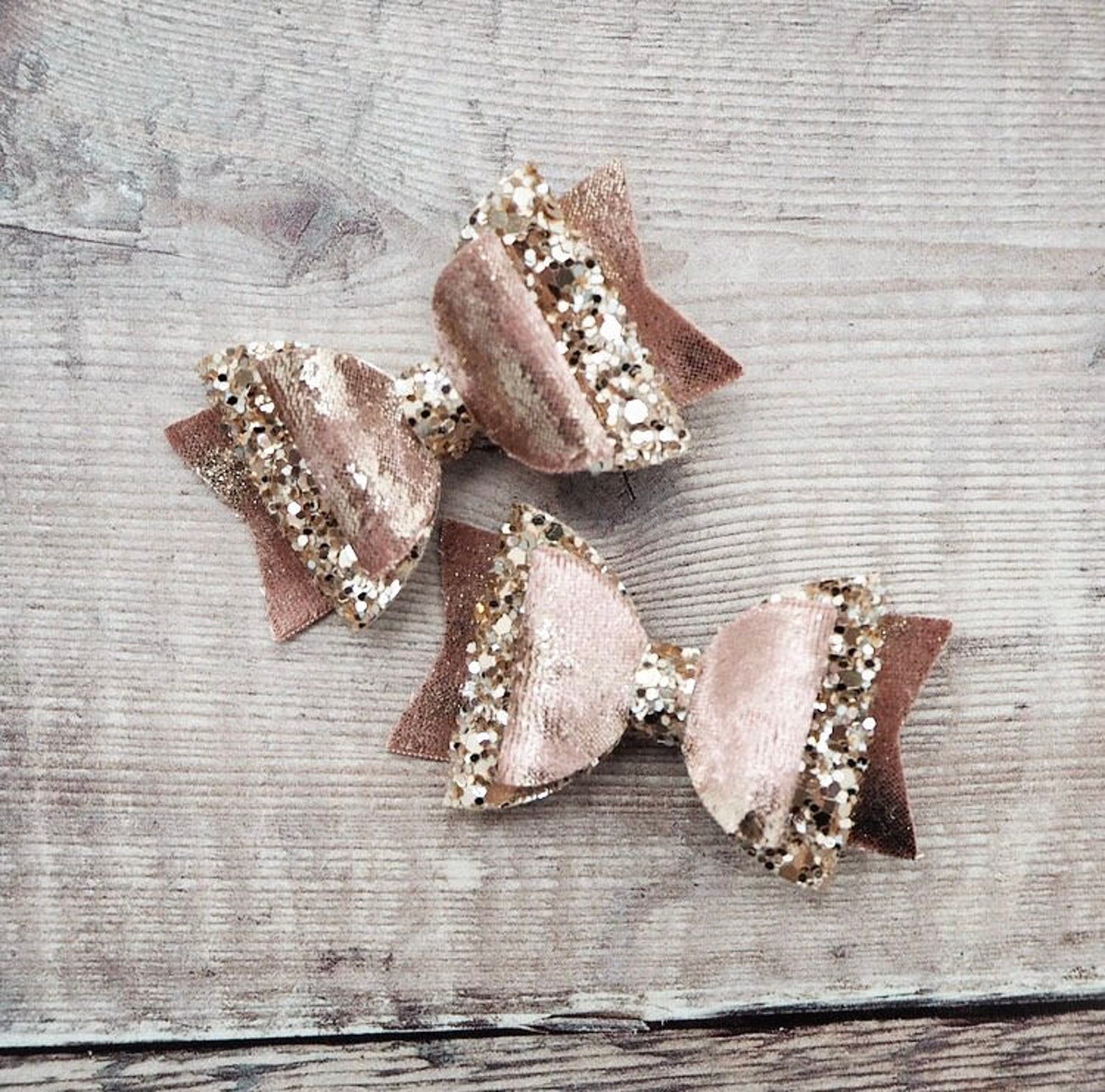 Rose Gold Bow Rose Gold Piggies Baby Bow Rose Gold Glitter | Etsy
