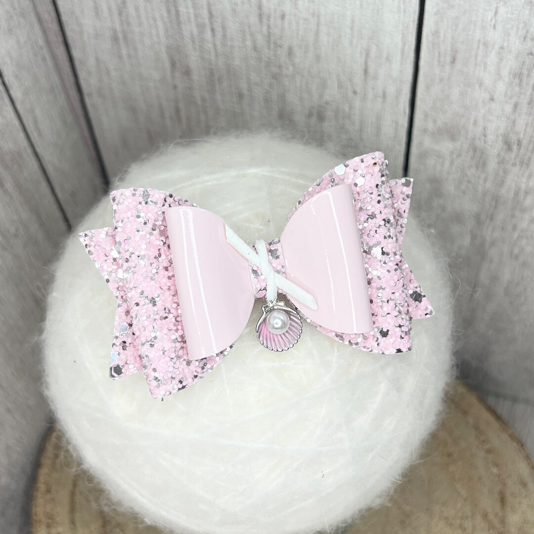 Pink Glitter Bow, Baby Pink Bow, Mermaid Headband, Silver Glitter Bow ...
