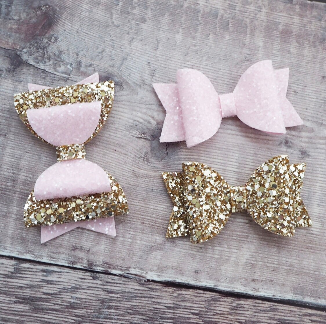 Pink Hair Bow Gold Glitter Bow Hair Bow Set Fringe Clip - Etsy