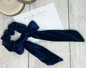 Navy Blue Bow Scrunchie - Etsy