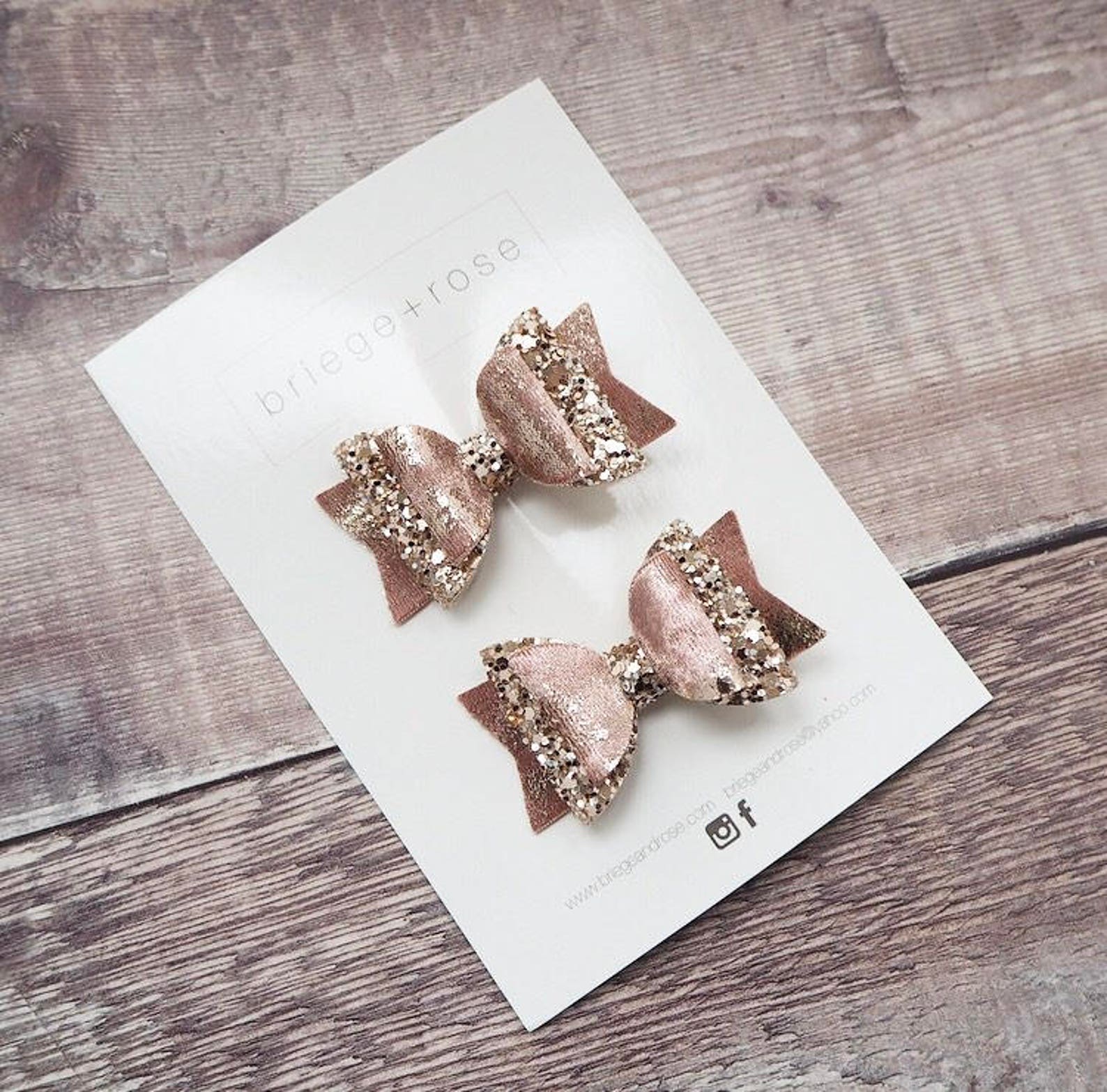 Rose Gold Bow Rose Gold Piggies Baby Bow Rose Gold Glitter | Etsy