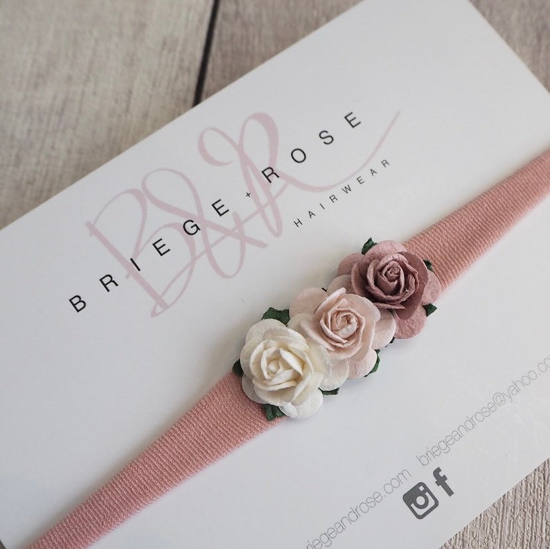 Dusky Pink Bows, Baby/girl Hair Bow, Flower Headband, Newborn Headband ...