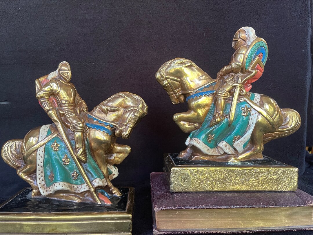 Knights on Horseback Bookends Bronze Clad 1950s - Etsy