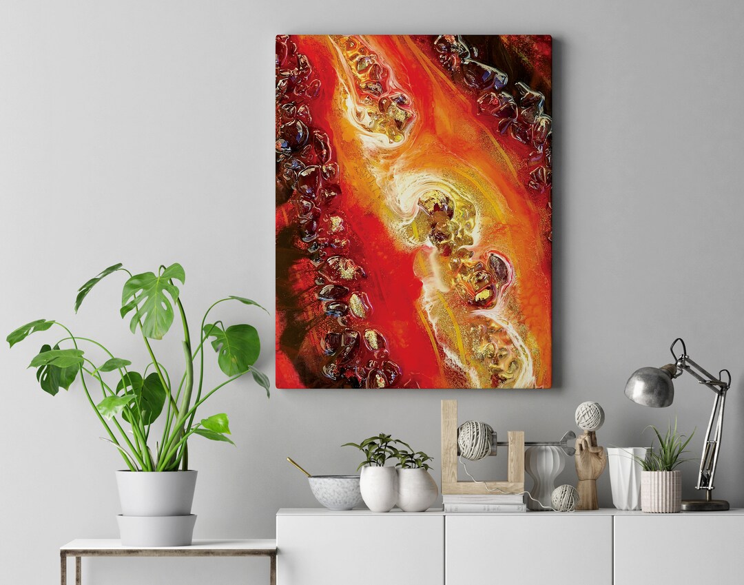 Red Abstract Modern Wall Art, Red Abstract Art, Fire Abstract Art ...