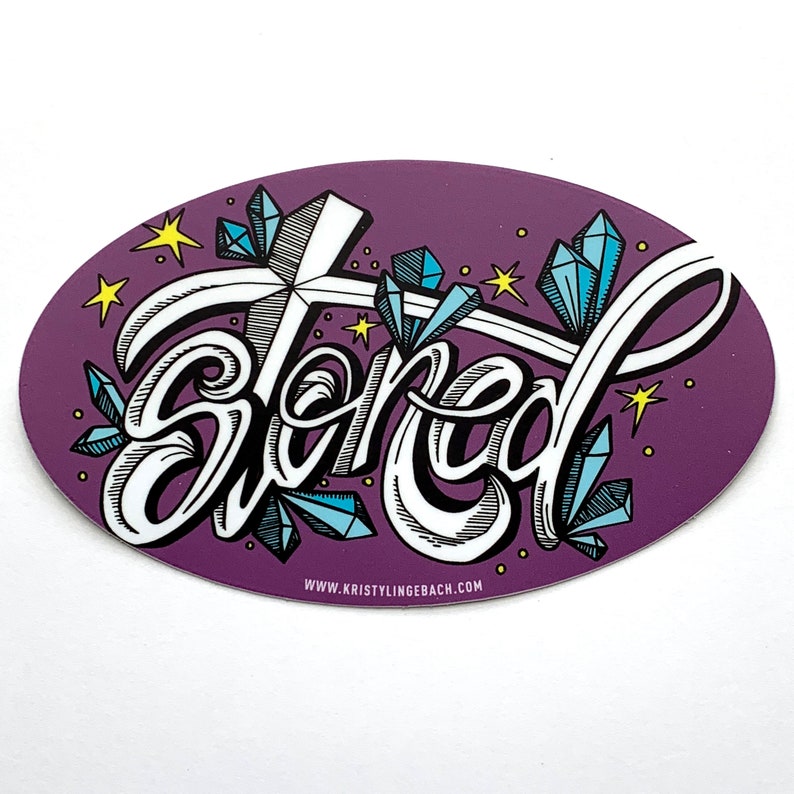 Stoned Stickers 5x3 Oval stoned - Etsy