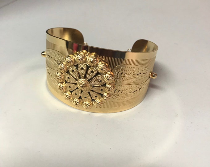 Panamanian Jewelry Bracelet Cuff Filigree Gold Stainless Steel Panama ...