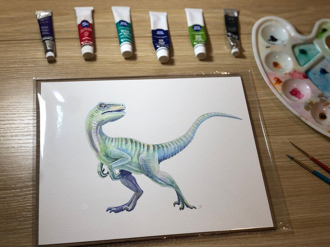 Original VELOCIRAPTOR 8x10" Watercolour Painting - Etsy