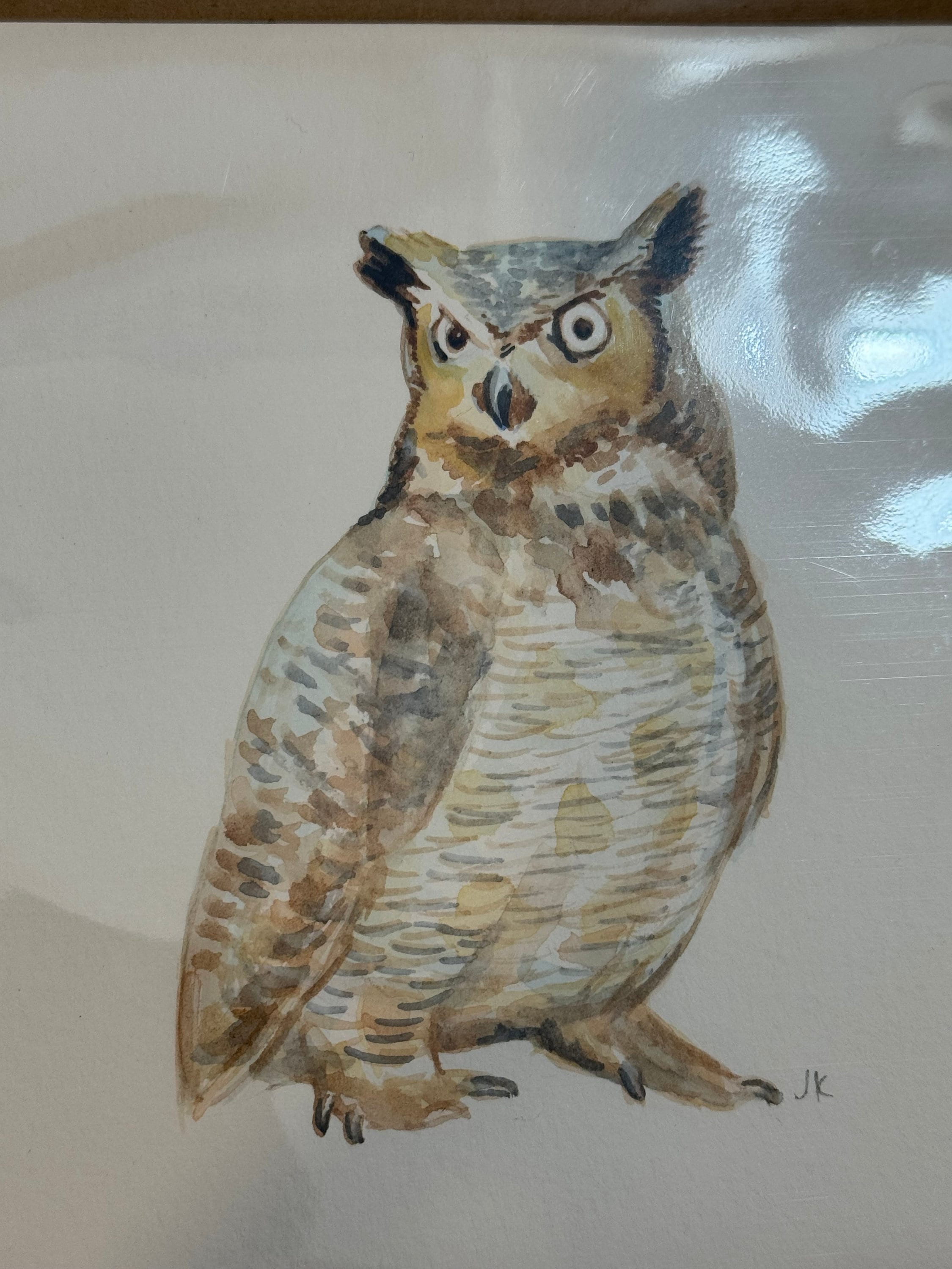 ORIGINAL Great Horned Owl Watercolour Painting 5x5.5" - Etsy