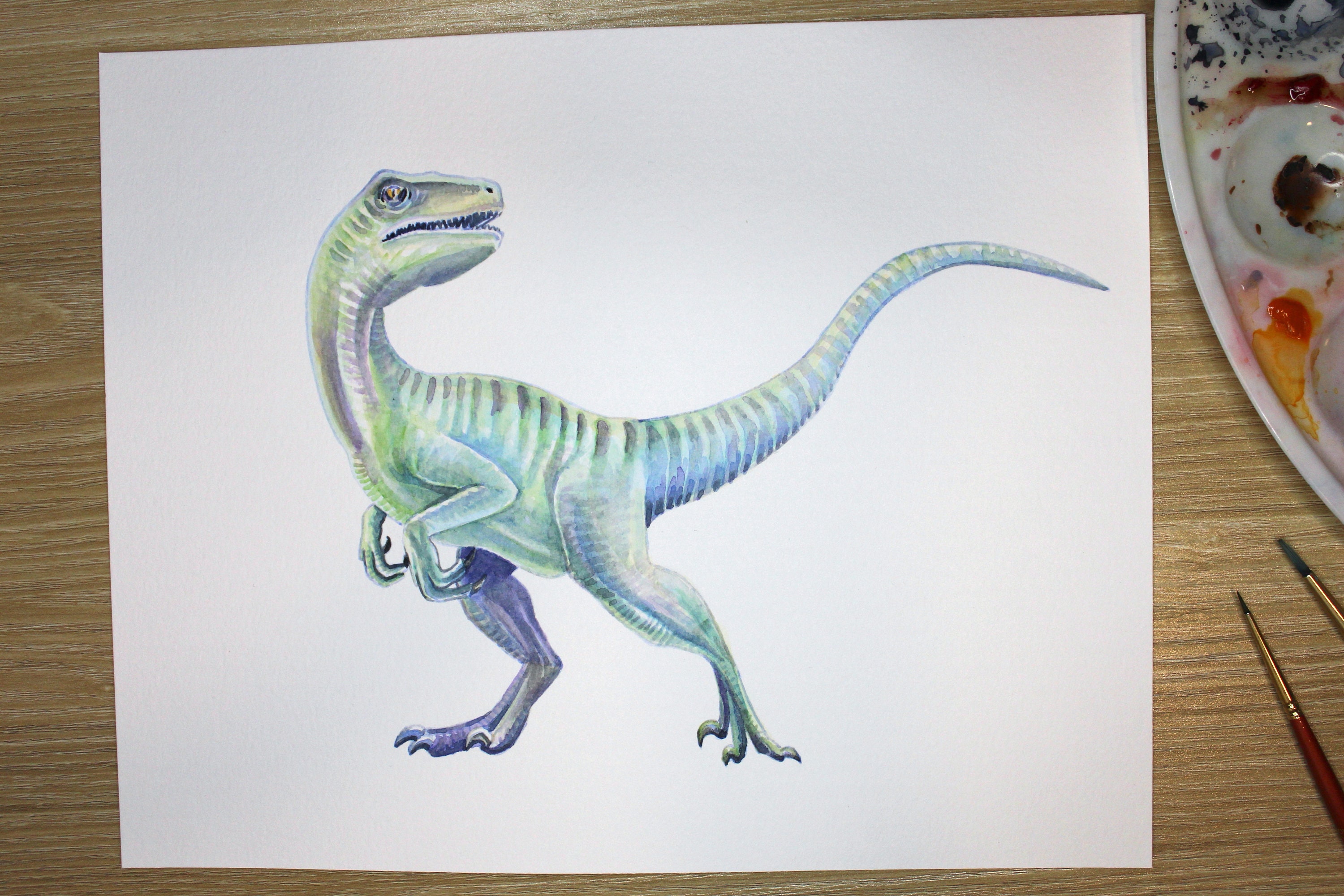 Original VELOCIRAPTOR 8x10 Watercolour Painting - Etsy