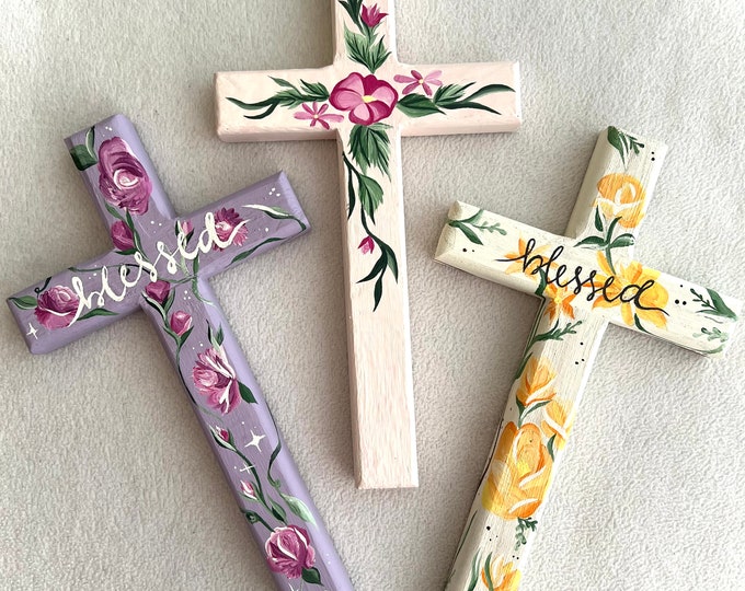 Crossespainted Wood Crosseschristian Art - Etsy