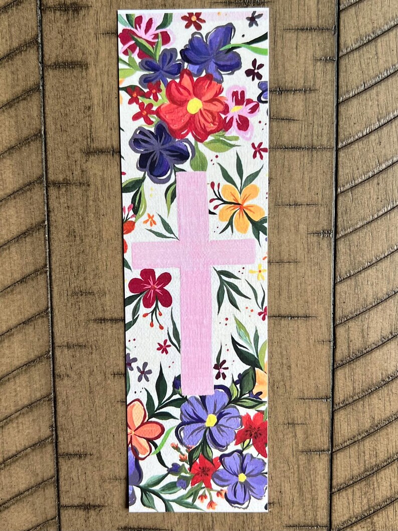 Floral Cross Bookmark / Christian Art - Etsy