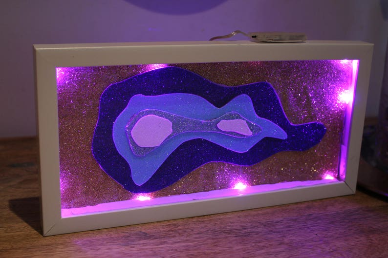 Island Topography Island Glitter Art Shadowbox Lamp - Etsy