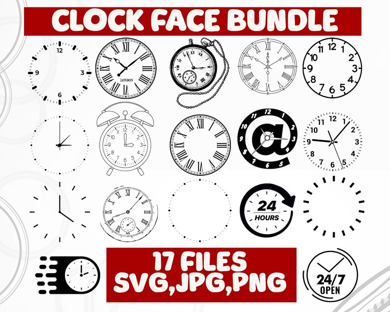 Clock Face SVG Bundle, Clock Svg, Clock Face Clipart Bundle Cut Files ...