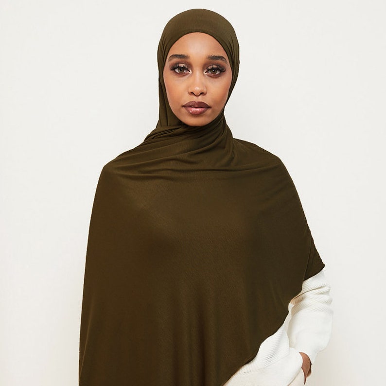 Green Jersey Headwrap Turban Head Wrap in Moss Green, Dark Green Jersey ...