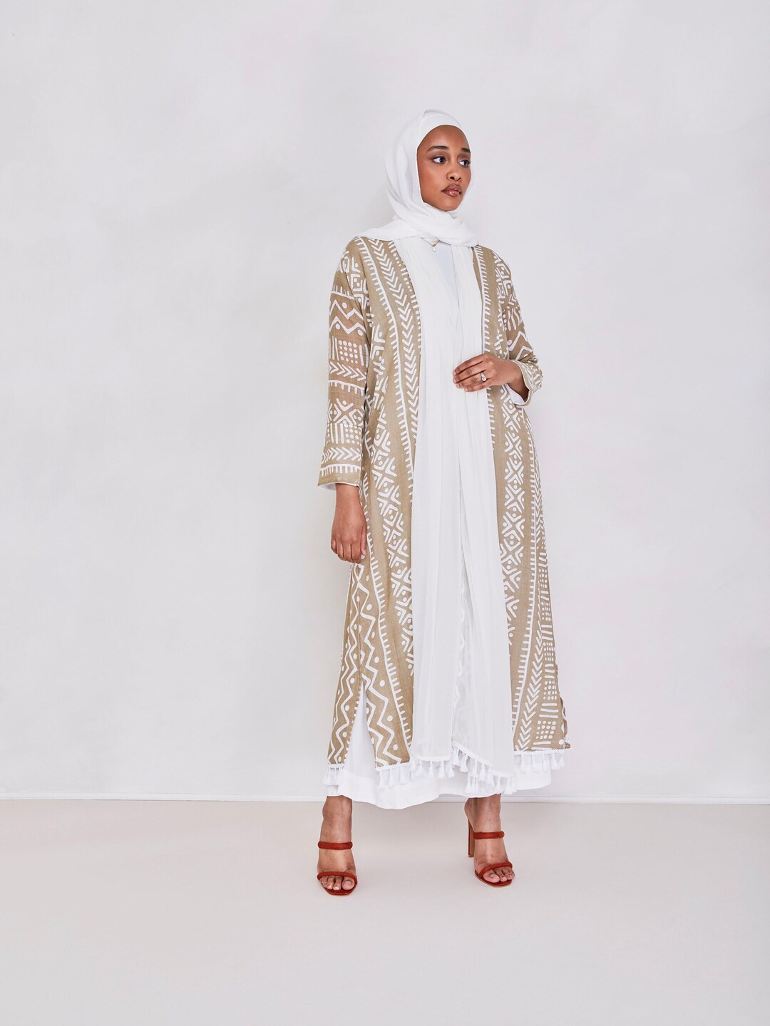 Tribal Print Linen Abaya Eid Abaya Modern Abaya Open Abaya - Etsy Australia