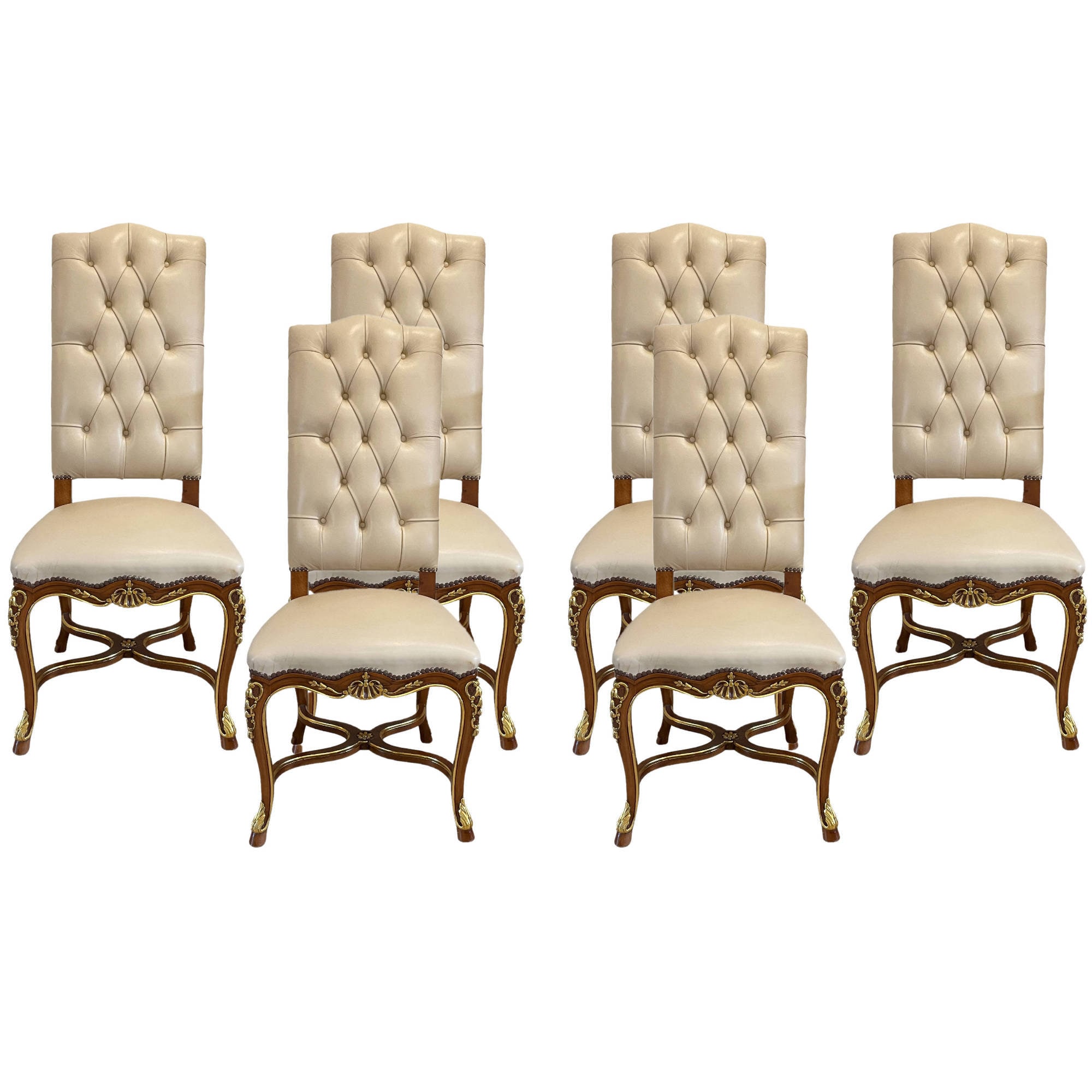 Set of 6 Vintage Tufted Leather Dining Chairs ENC-1143A - Etsy