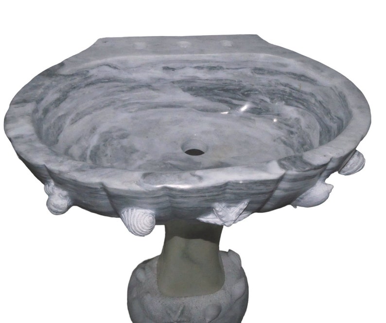 Marble Pedestal Sink With Sea Shell Decorations 1081-801 - Etsy