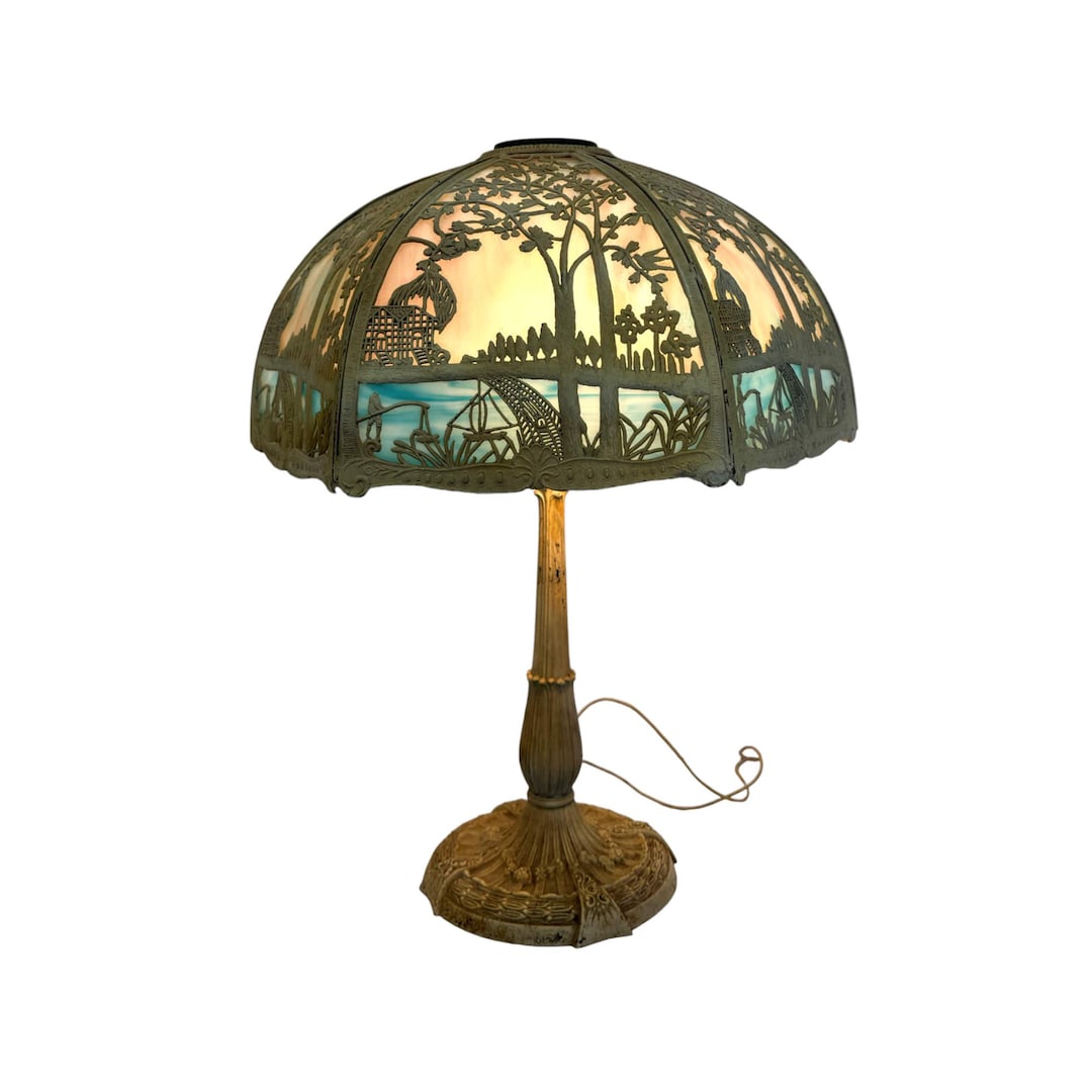 Antique Miller Lamp Co. Slag Glass Table Lamp - 1172-801 - Etsy