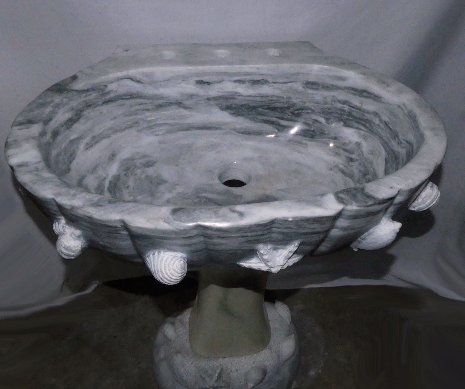 Marble Pedestal Sink With Sea Shell Decorations 1081-801 - Etsy