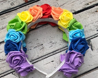 Rainbow Flower Crown - Etsy