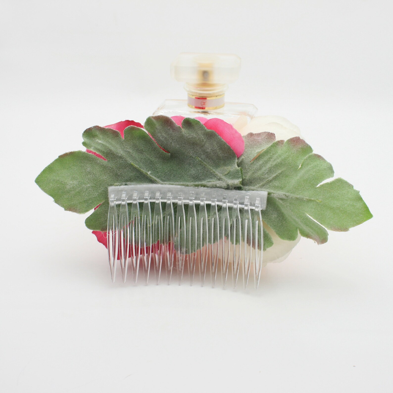 Blush Pink Rose Hair Comb Wedding Flower Comb Hot Pink Bridal Headpiece ...