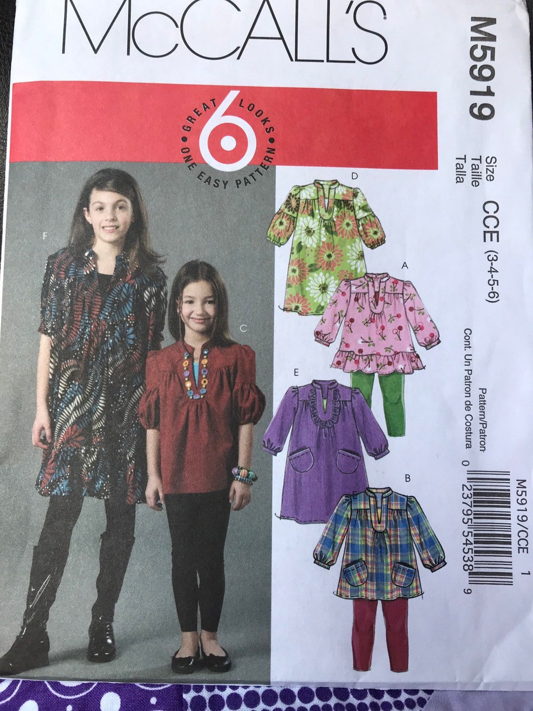 Mccalls Girls Dress and Top Pattern 5919 - Etsy