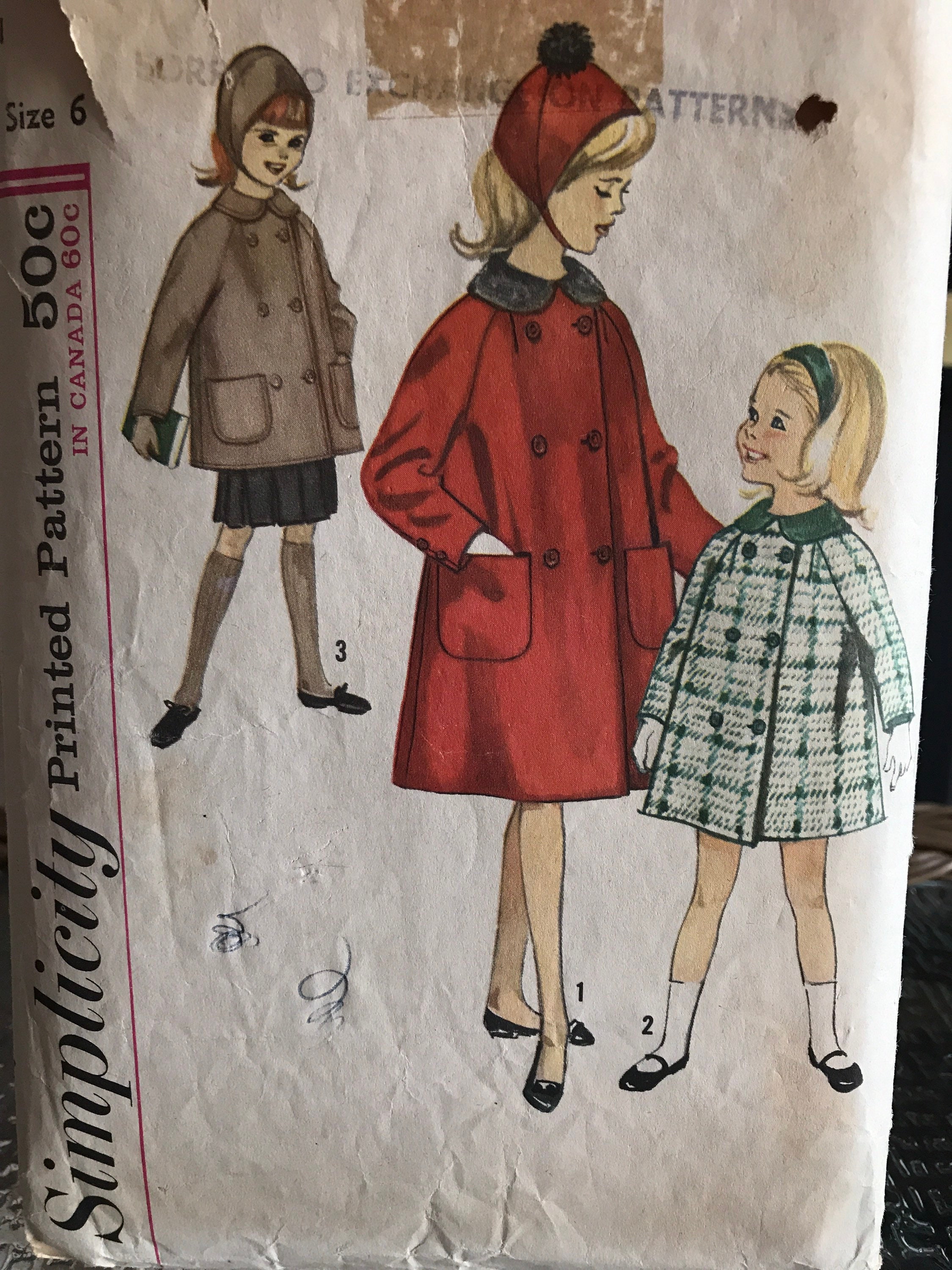 Vintage Simplicity Girls Double Breasted Coat Pattern 5147 - Etsy