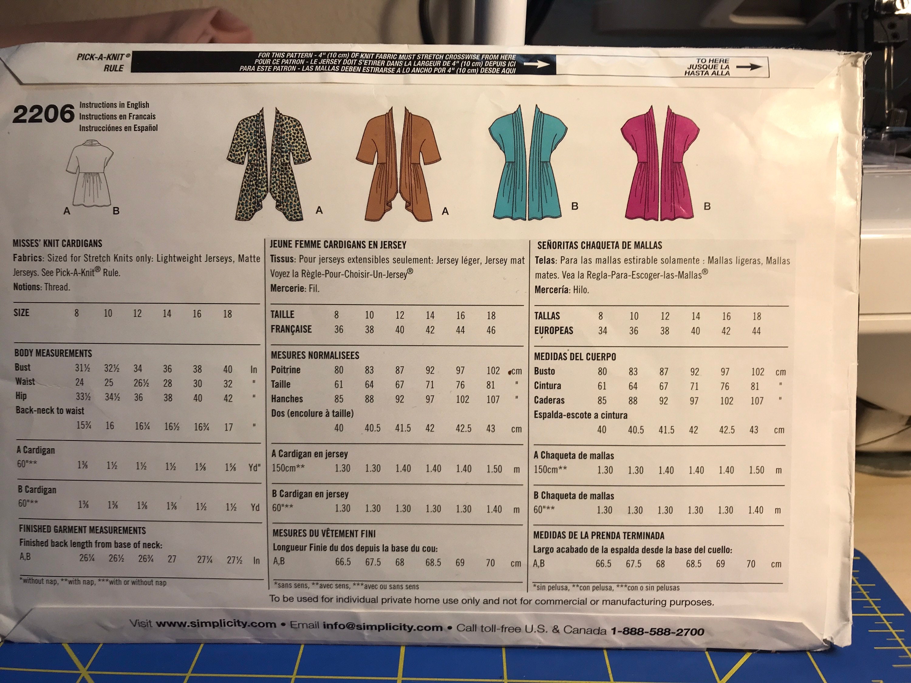 Simplicity 2206 Knit Cardigan - Etsy