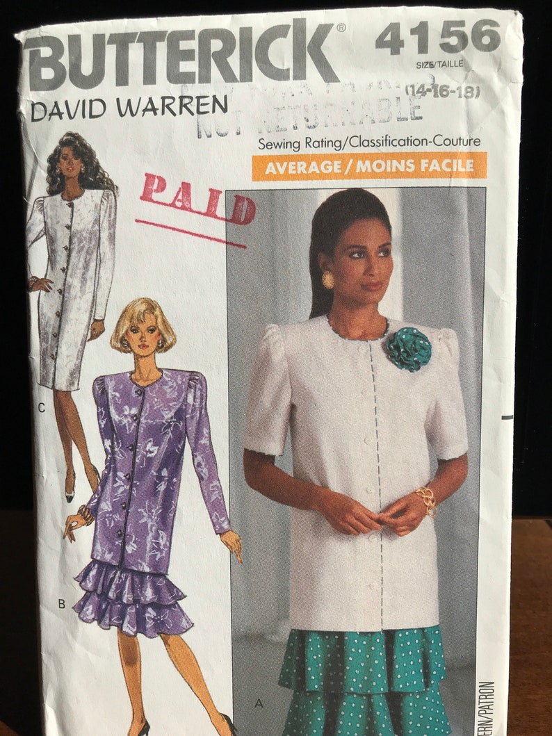 Vintage Butterick Pattern 4156 by Designer David Warren - Etsy