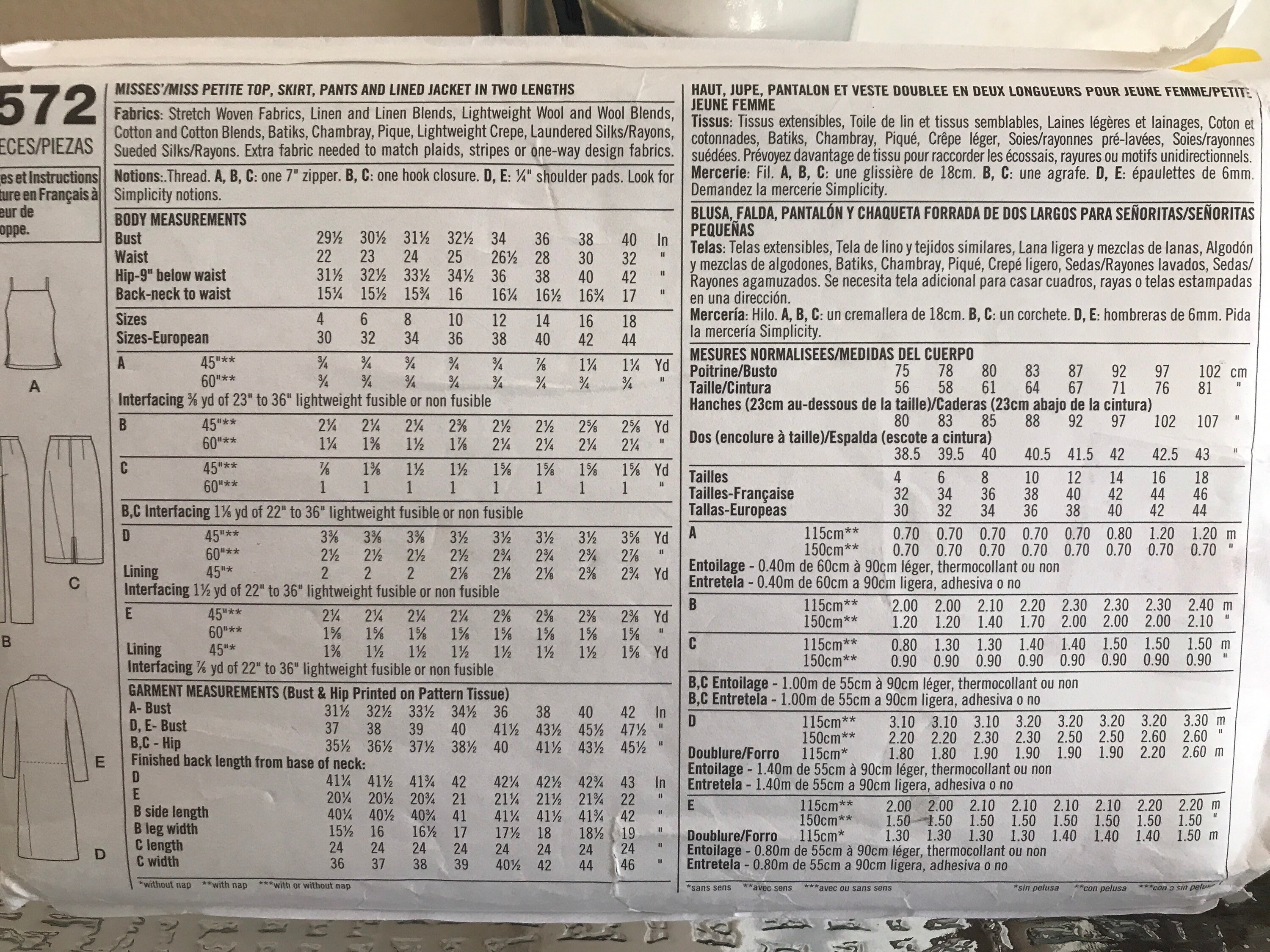 Vintage Simplicity Wardrobe Pattern 9572 - Etsy UK