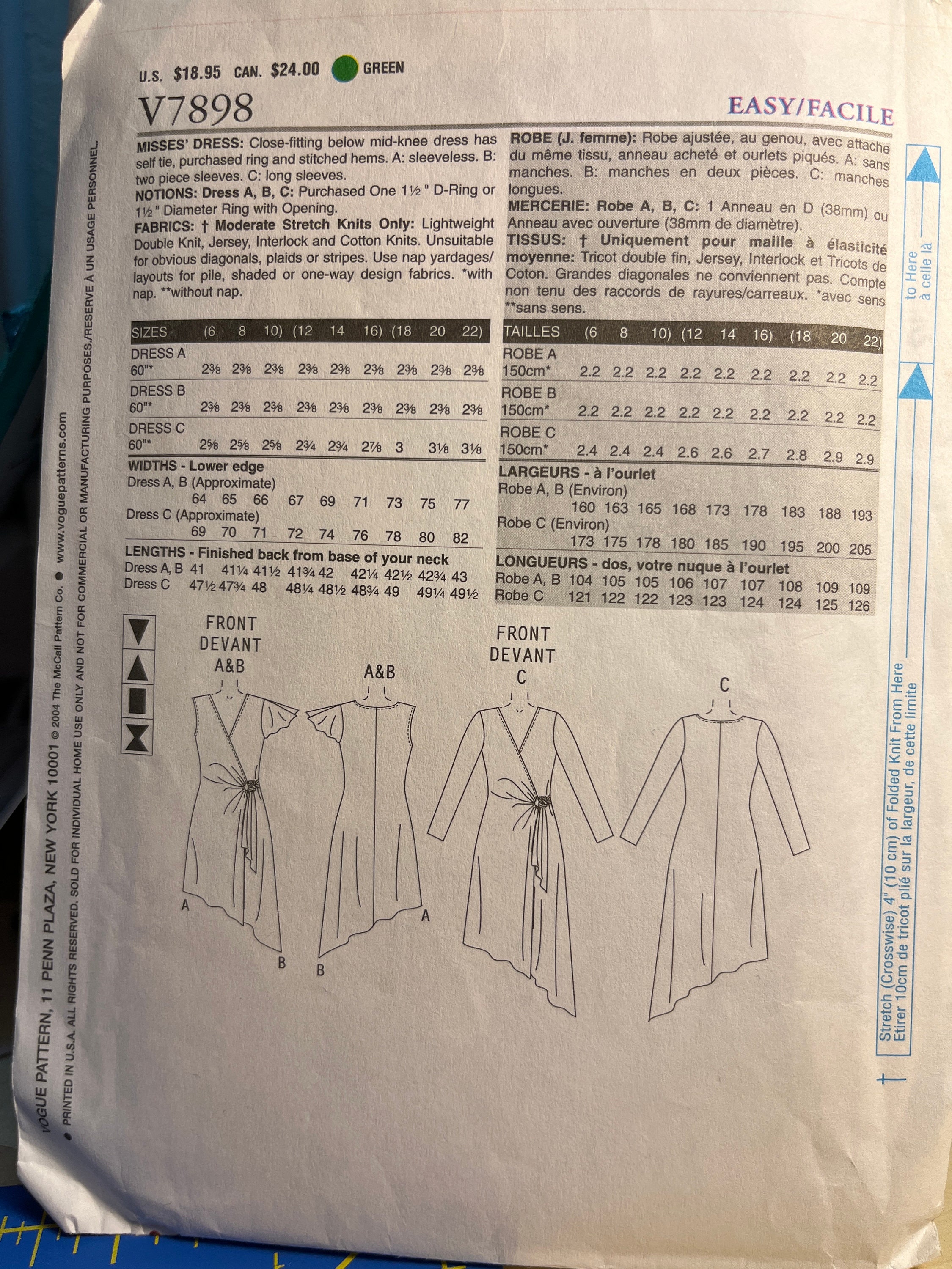 Vogue 7898 Wrap Dress - Etsy