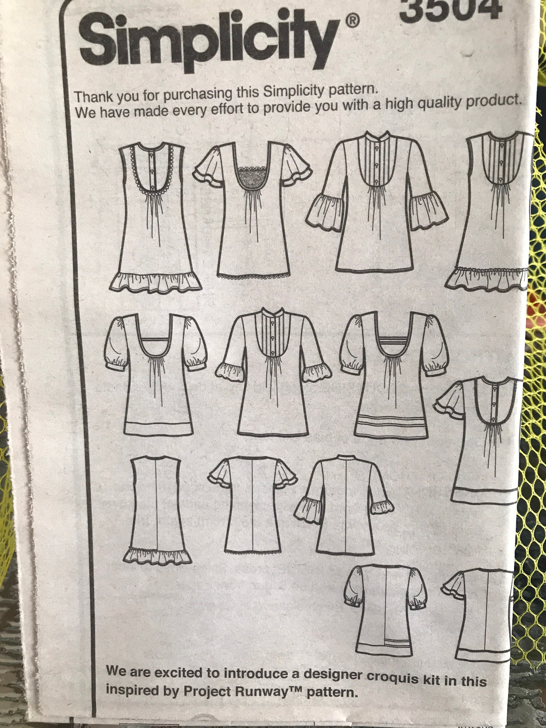 Simplicity Project Runway Pattern 3504 - Etsy