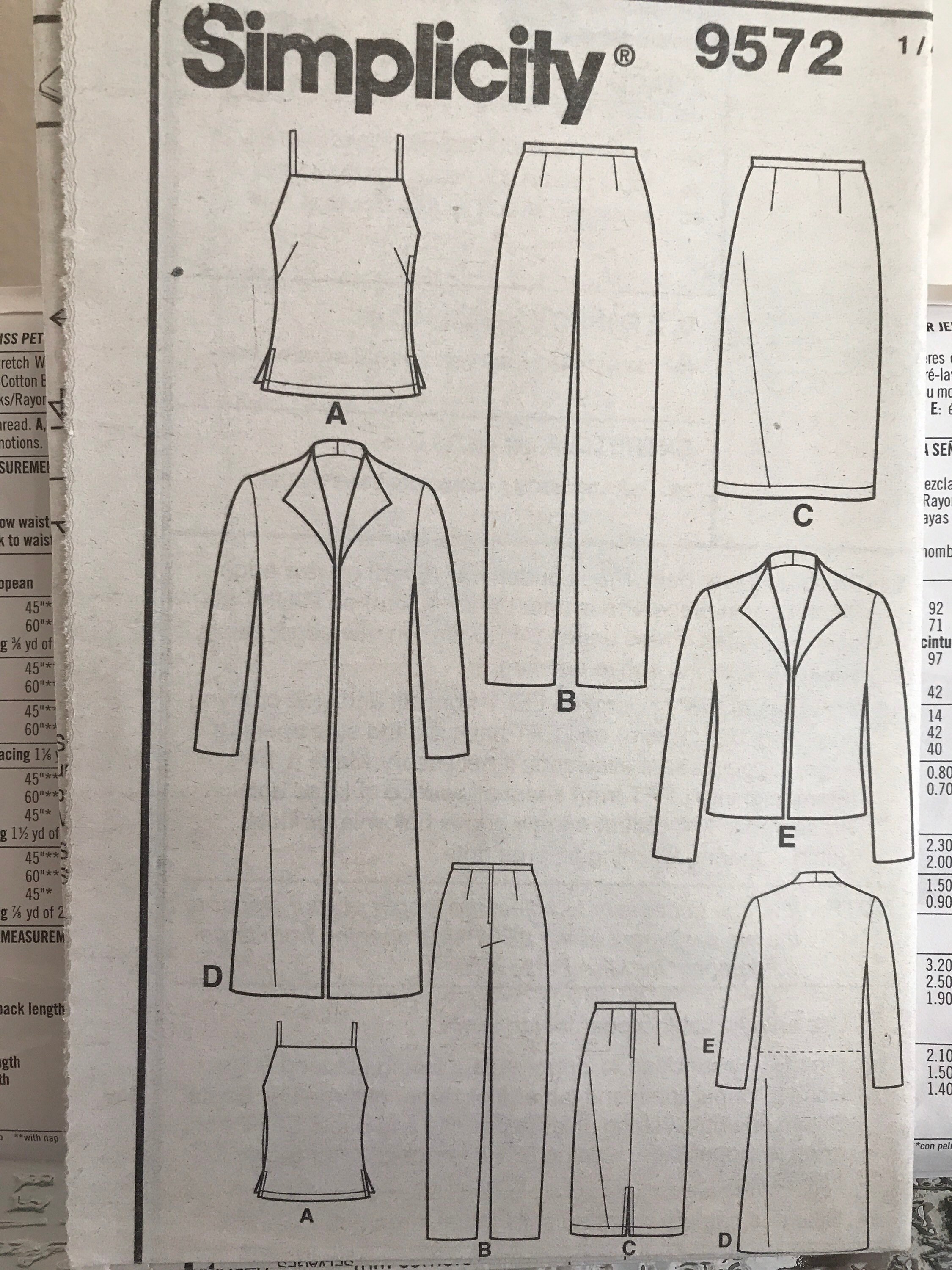 Vintage Simplicity Wardrobe Pattern 9572 - Etsy UK