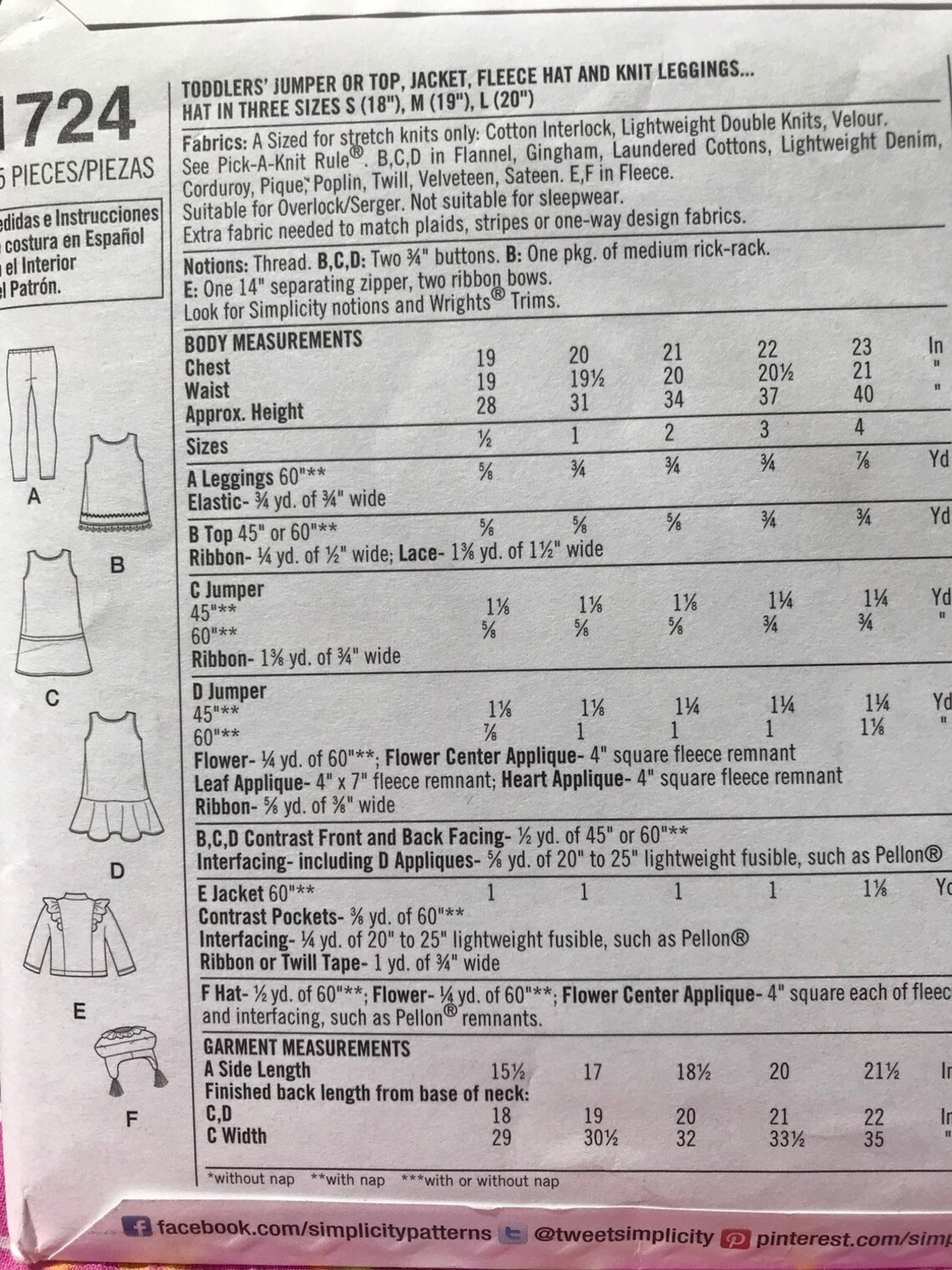 Simplicity Toddler's Pattern 1724 Jumper Top Jacket Hat | Etsy