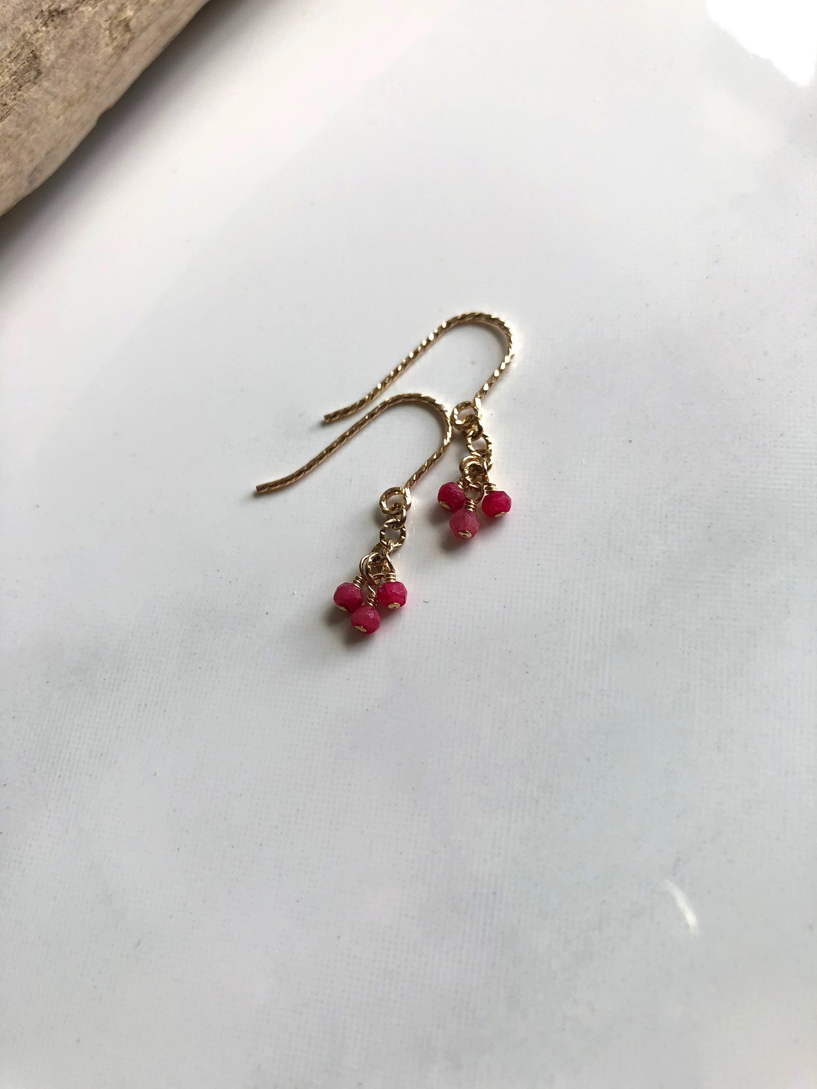 Ruby Earrings Dainty Ruby Earrings Ruby Gold Earrings Ruby - Etsy