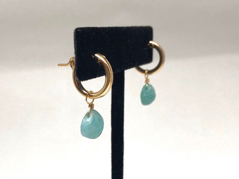 Dainty Amazonite Gemstone Earrings Handmade 14kgf Gold - Etsy
