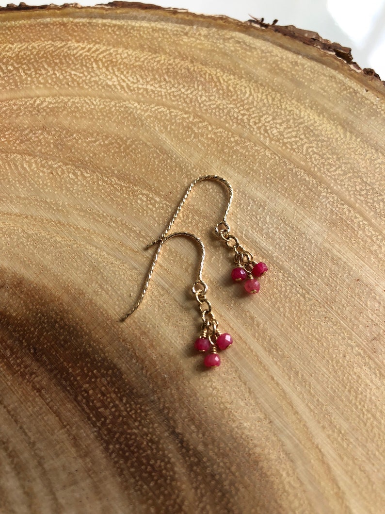Ruby Earrings Dainty Ruby Earrings Ruby Gold Earrings Ruby - Etsy