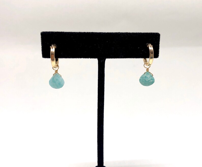 Dainty Amazonite Gemstone Earrings Handmade 14kgf Gold - Etsy