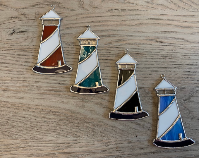 Stained Glass Small Lighthouse Suncatcher/ Coastal Decor/ Beach Life ...