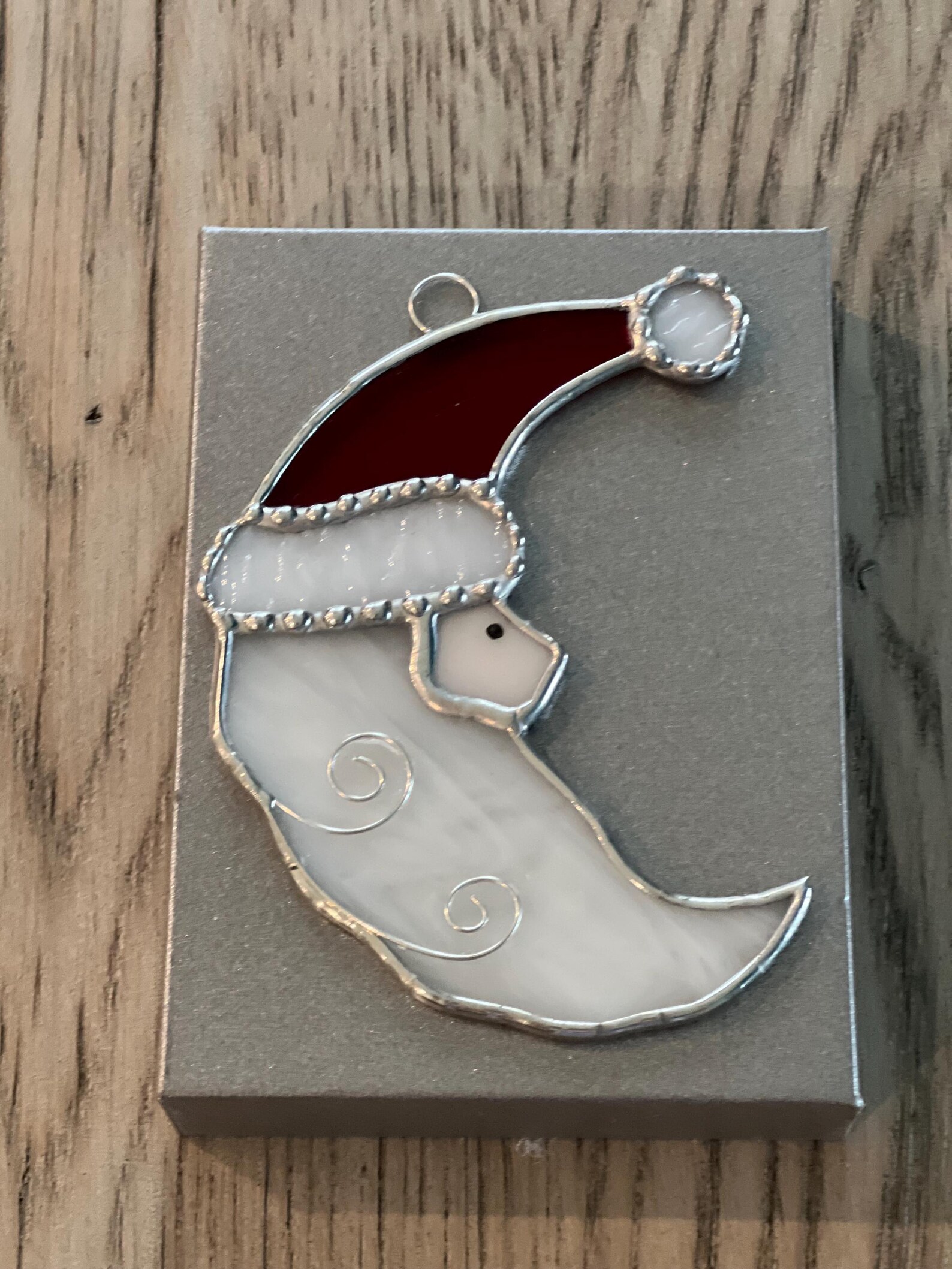 Moon Santa Stained Glass Ornament, Suncatcher, Stained Glass Santa ...