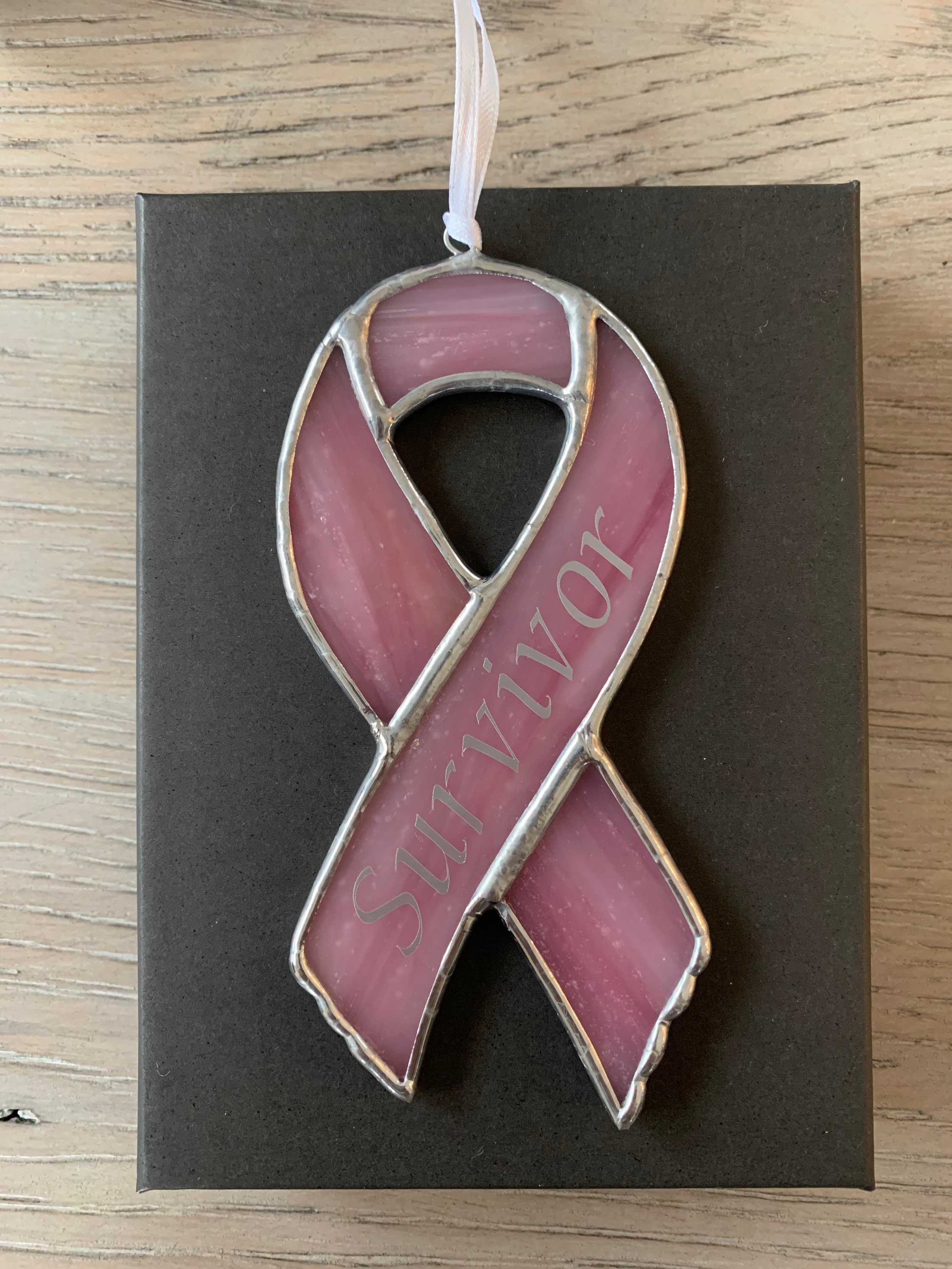 Personalized Breast Cancer Survivor Awareness Ribbon Stained | Etsy