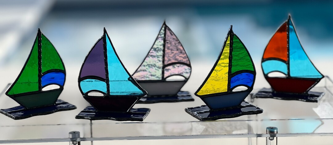 Sailboat, Stained Glass, Boat, Coastal Decor, Father's Day Gift - Etsy